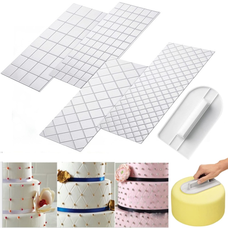 4Pcs/Set DIY Cake Plastic Transparent Texture Lattic Mat Cake Border ...