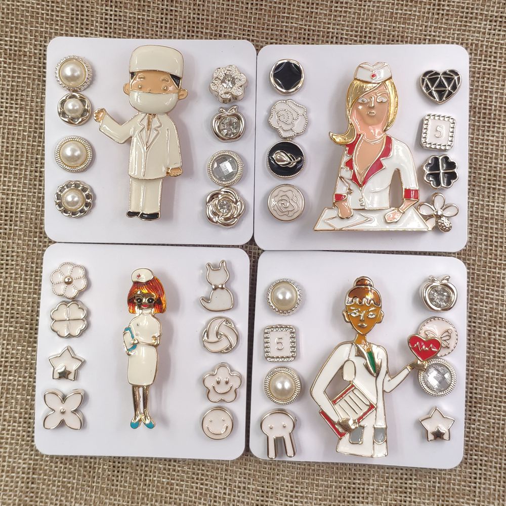 Female Male Doctor Nurse Angel In White Pearl Enamel Brooch Pins ...