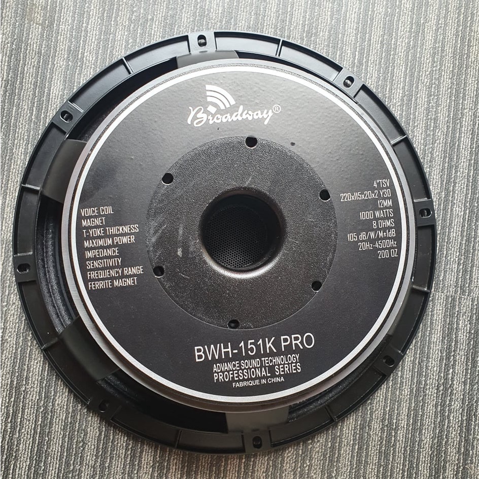 BROADWAY BWH 151K PRO (15" double magnet 1000watts 8 0hms) | Shopee ...