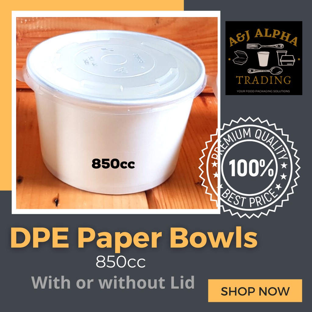 780cc and 850cc Paper Bowl DPE [50pcs] with or without Lid | Shopee ...