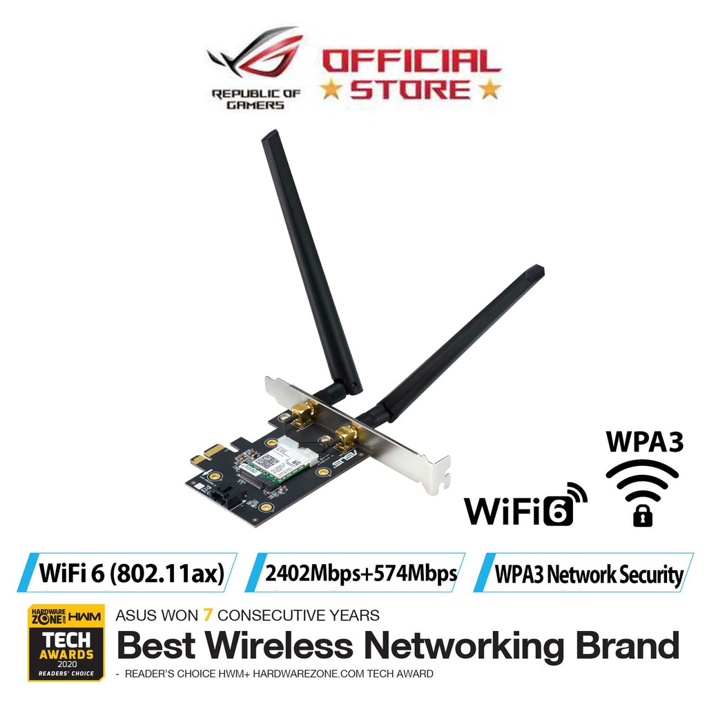 Asus PCE-AX3000 WiFi 6 Next-Gen WiFi 6 Dual Band PCIe Wireless Adapter ...