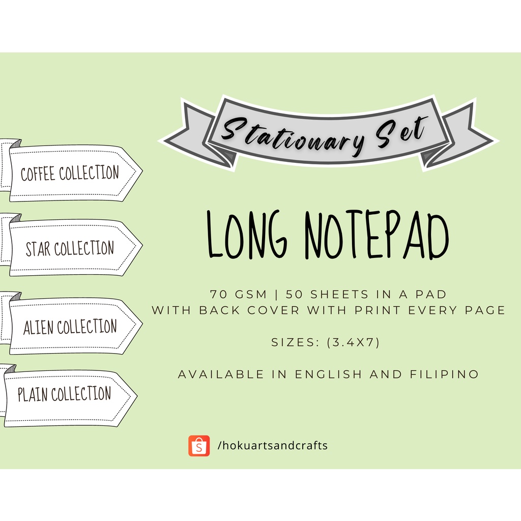 Hoku Long (3.4x7) Notepad (Grid, Dotted, Blank, To do list, Notes ...