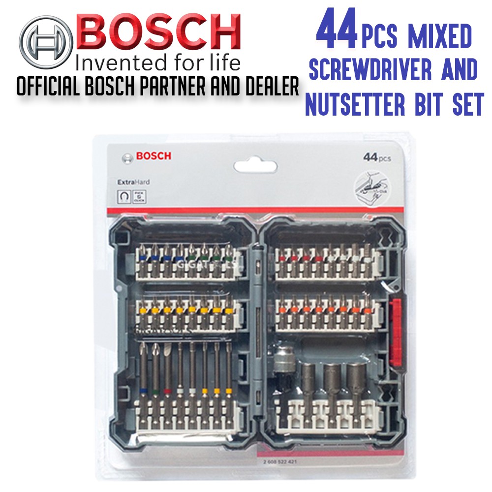 Bosch 44pcs ExtraHard Pick and Click Mixed Screwdriver & Nutsetter Bit ...