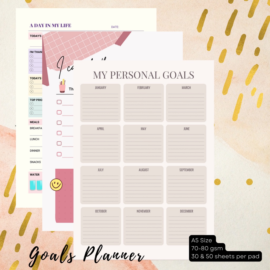 Goals Notepad / Memo Pad A5 Size Tearable | by Czarina's Playbook ...