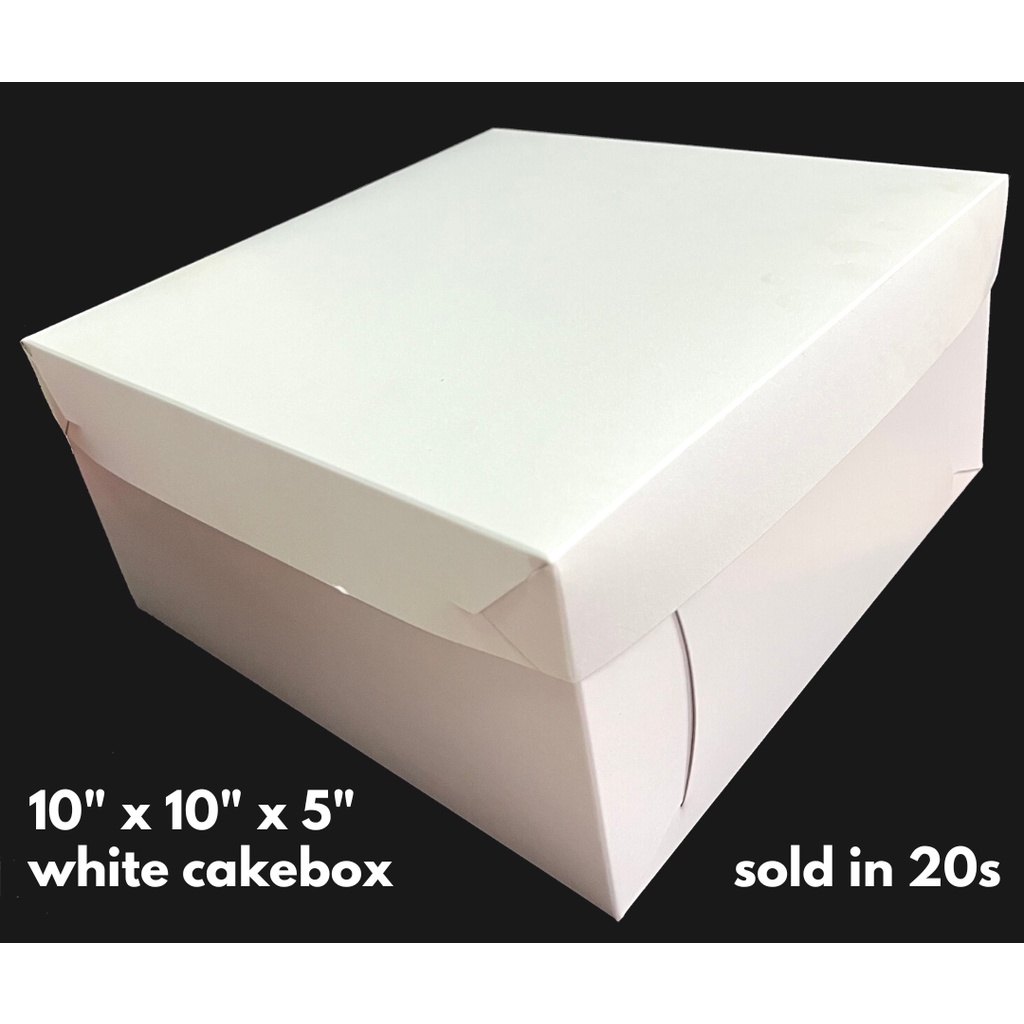 [20 pieces] 10x10x5 plain white cakebox (thicker quality) | Shopee ...