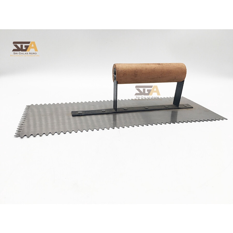 KURA-KURA 4" inch x 11" inch Wooden Handle Cement Trowel with BIG TEETH ...