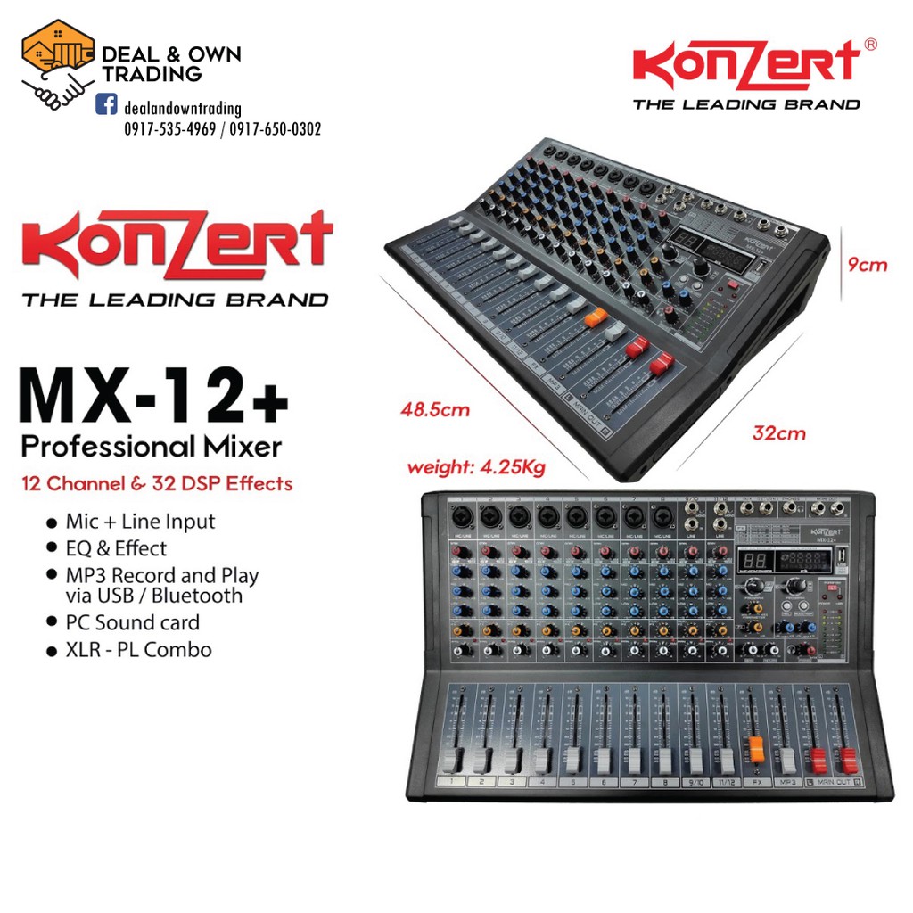 Konzert MX-12+ 12 Channel Professional Mixer & 32 DSP Effects | Shopee ...