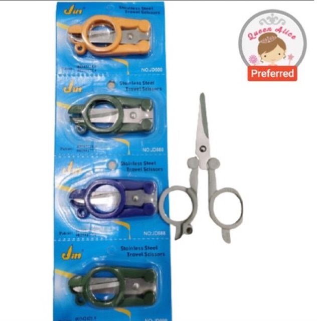 FOLDING TRAVEL SCISSOR PLASTIC COATED HANDLE | Shopee Philippines