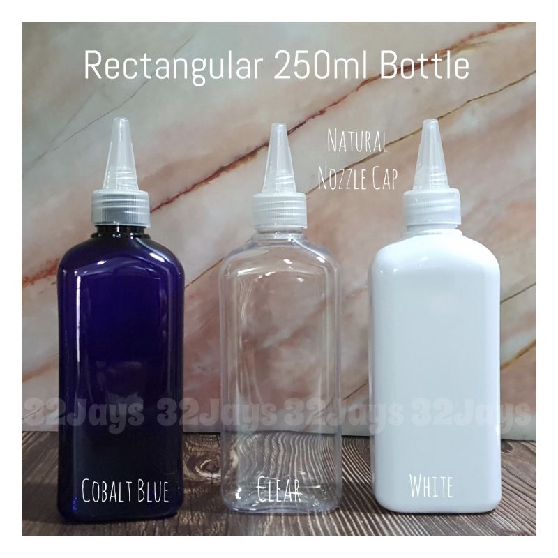 Plastic 200ml OR 250ml Nozzle Cap Bottle Rectangular OR Round Bottle to transfer Oil Serum ...