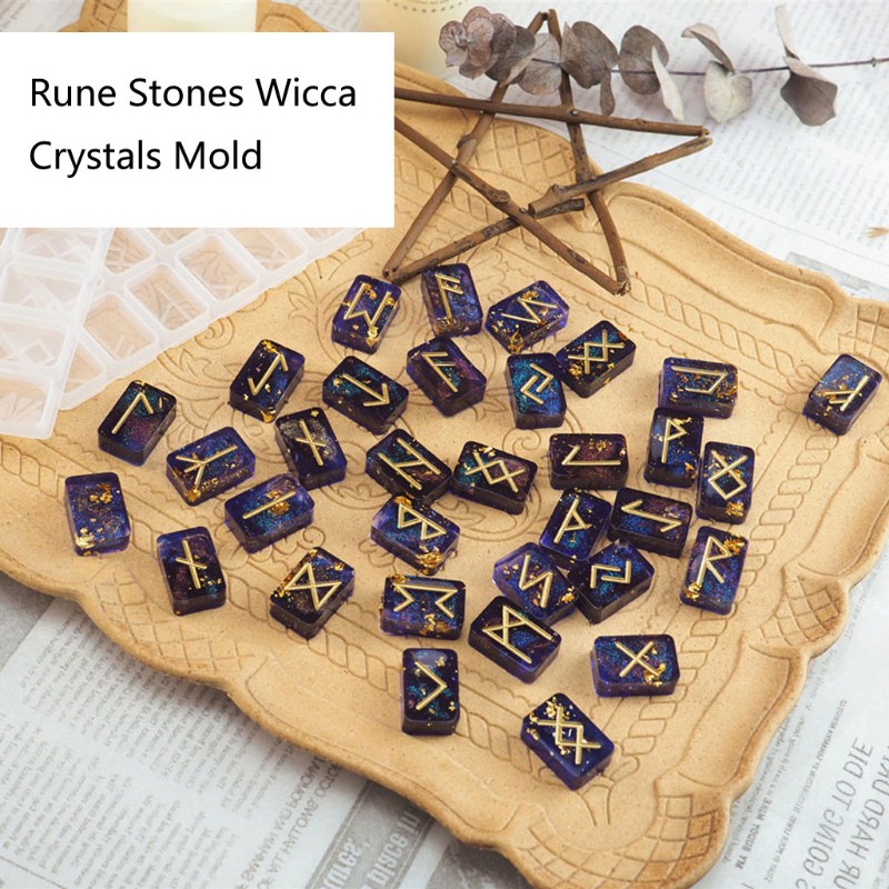 Moonlight" Viking Rune Stones Witch Resin Mold Kit with Engraved Elder ...
