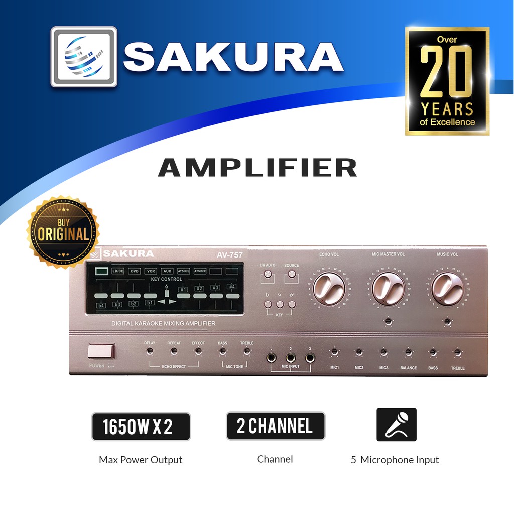 Sakura AV-757 1650W Digital Karaoke Mixing Amplifier | Shopee Philippines