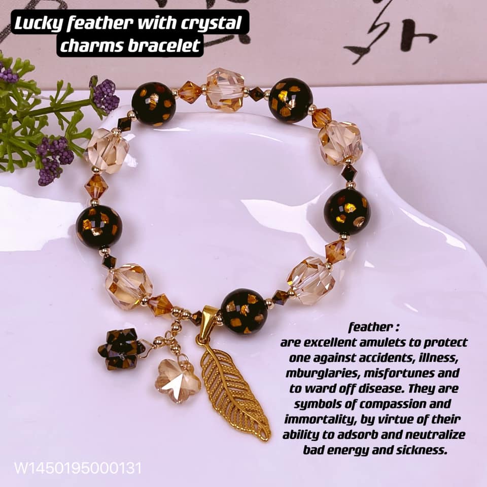 lucky feather with crystal charms bracelet | Shopee Philippines