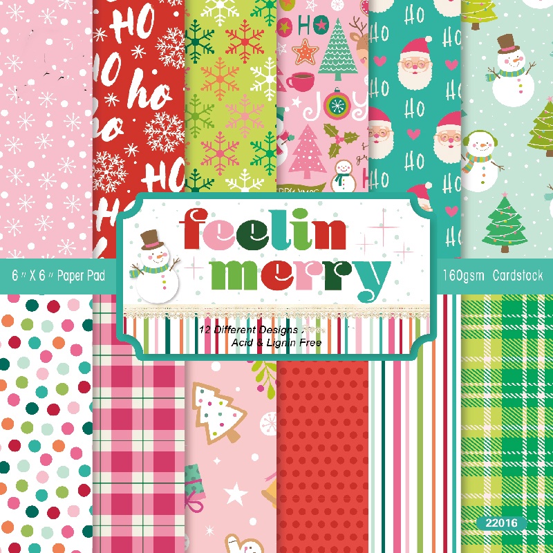 Paper Pack 6"x6" Feeling Merry 12 sheet Art Background Paper Card ...