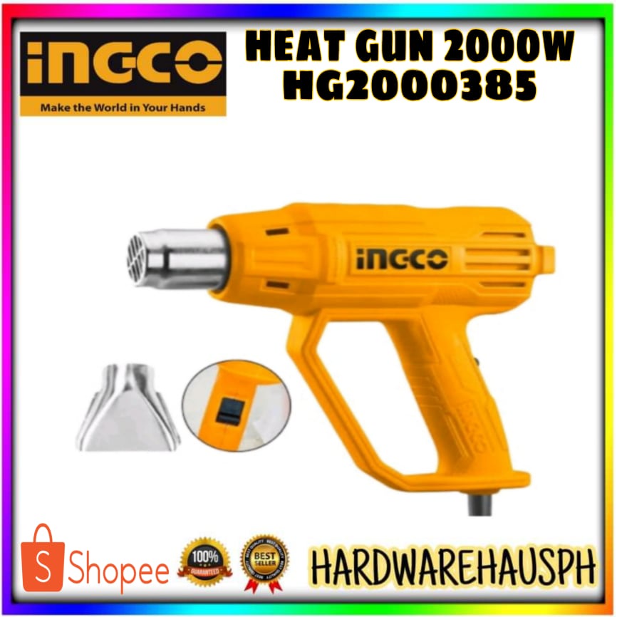 INGCO HG2000385 Electric Heat Gun with Nozzle Included 2000W SUPER ...