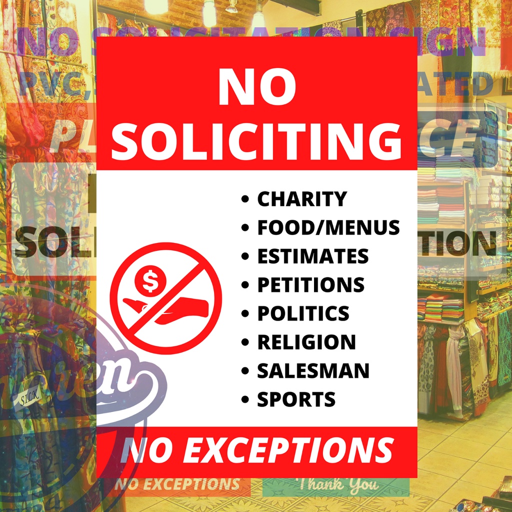 No Solicitation Soliciting Laminated Photo, PVC Plastic & Waterproof ...