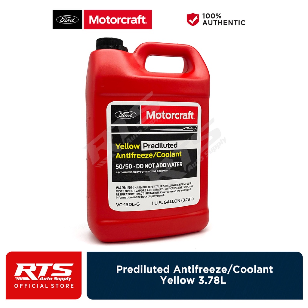 Ford Motorcraft Prediluted 50/50 Antifreeze Antirust Coolant Yellow 3 ...