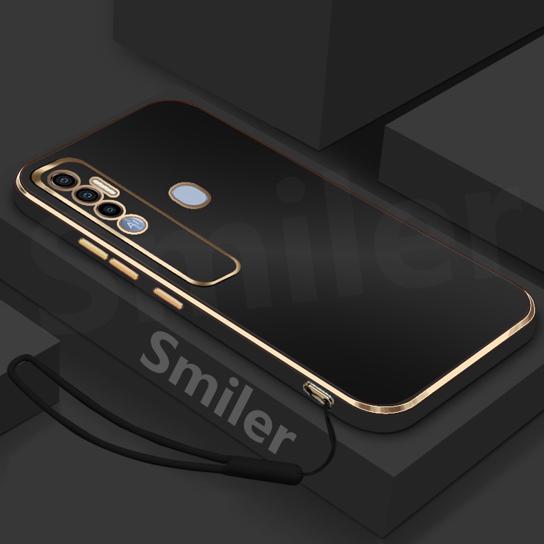 Tecno Spark 7 Pro Electroplated Lanyard Case Silicone Soft Phone Case ...