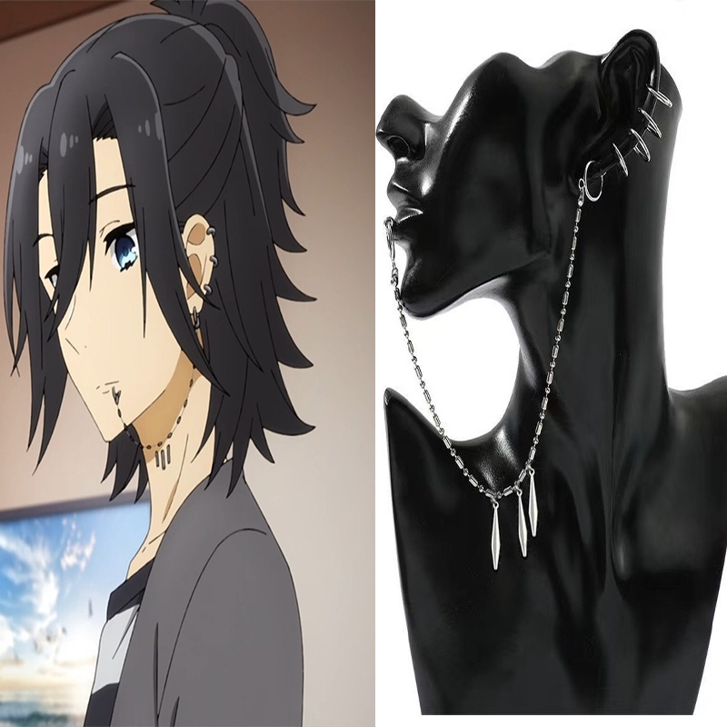 Anime Horimiya Miyamura Izumi Earrings Lip Piercing Chain Set Stainless ...