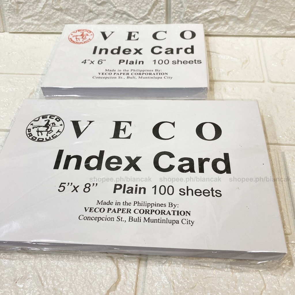 MANIPIS VECO INDEX CARD PLAIN 120GSM SOLD PER PACK OF 100 SHEETS ...