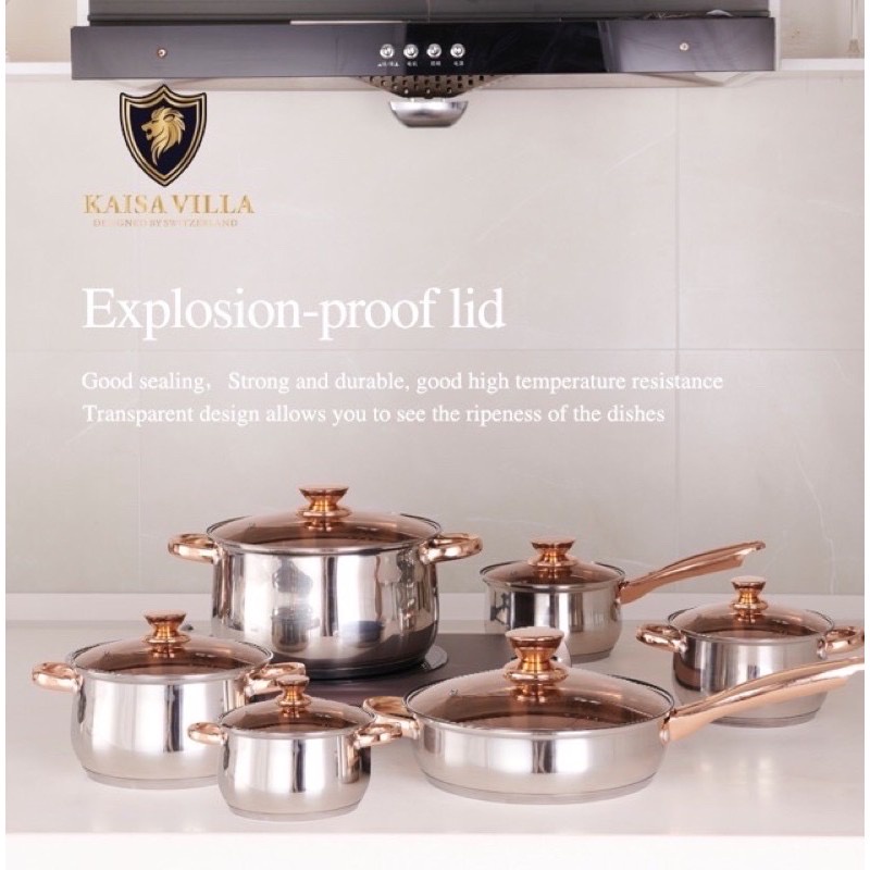 Kaisa villa kv-1001 12pieces stainless steel induction cookware set ...