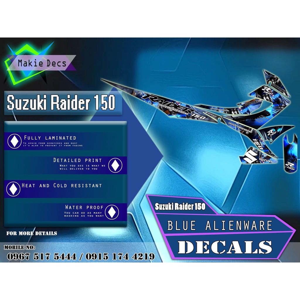 Suzuki Raider 150 - Full body decals - Alien Blue | Shopee Philippines