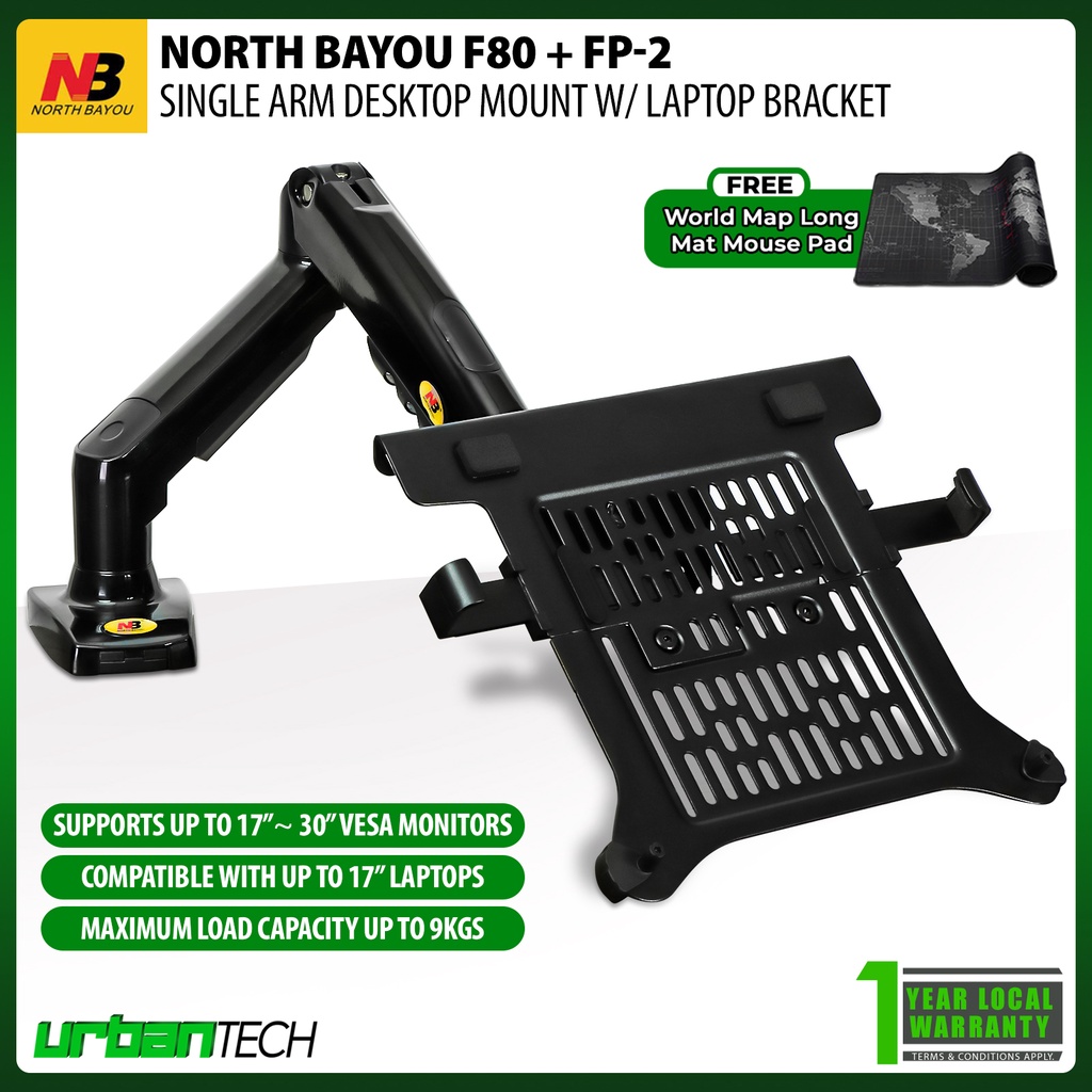 North Bayou F80 + FP2 Single Monitor Desktop Mount for 17"~30" LCD ...