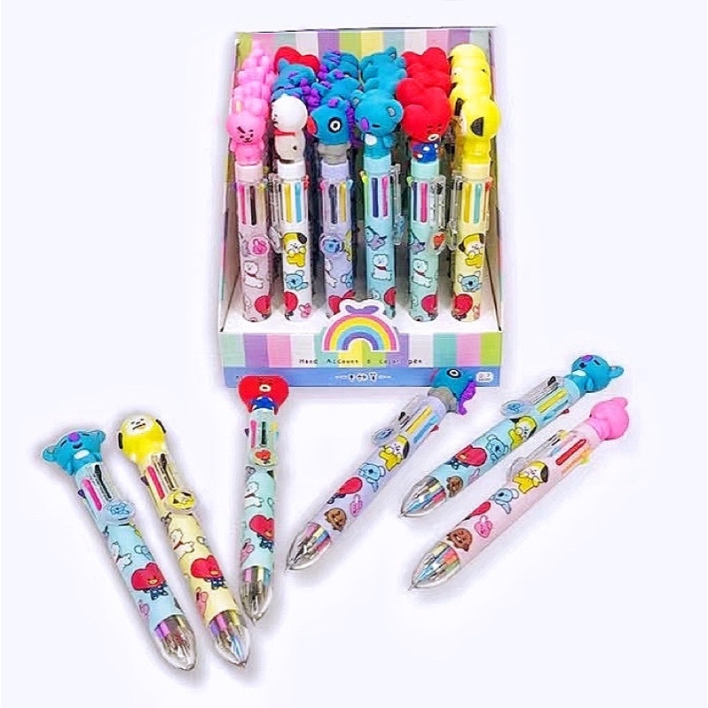 BTS KPOP 8 COLORS MULTICOLOR BALLPOINT PEN school supplies office ...