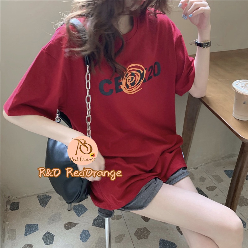 R&O Korean Style Red Maroon Casual Tshirt Tops Short Sleeve Round Neck ...