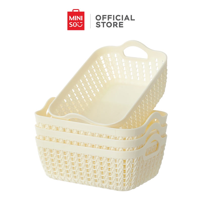MINISO Storage Basket, S (4 pcs) (White) | Shopee Philippines
