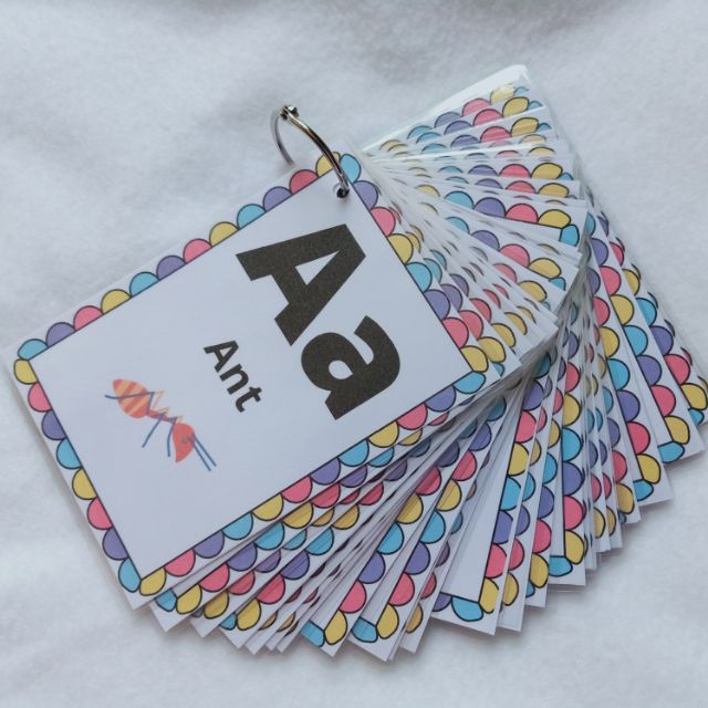 Laminated Flash Card ABC with words and pictures at the back | Shopee ...