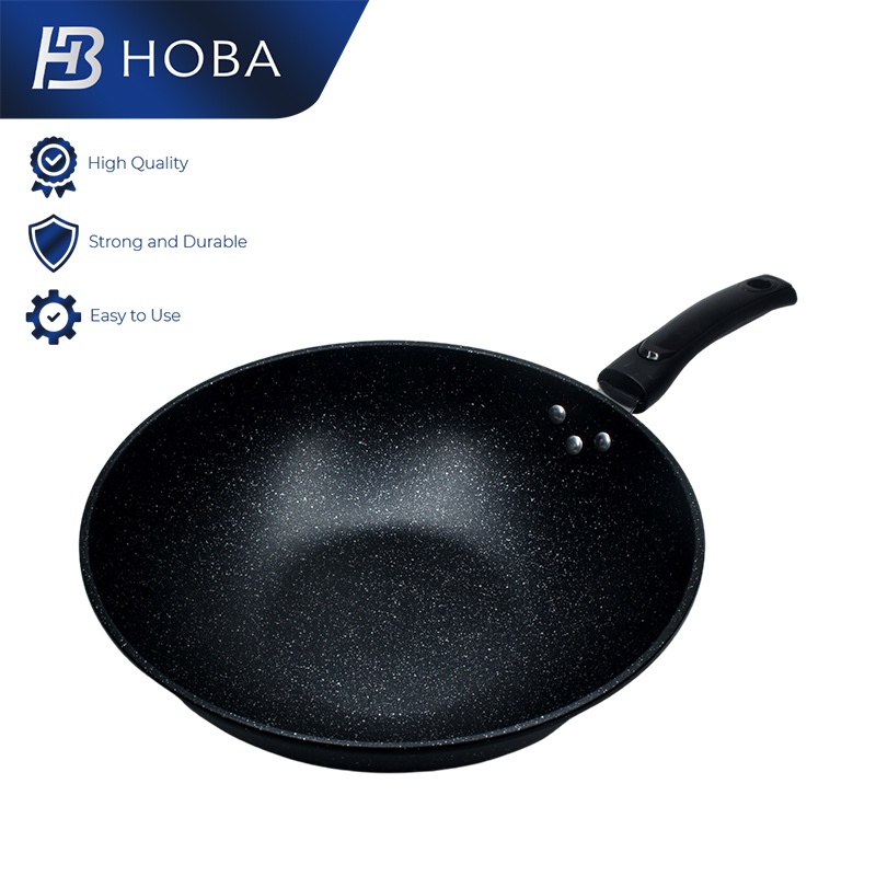 Hoba 32CM Non-stick wok pan high-quality medical stone Wok pan 3 layers ...