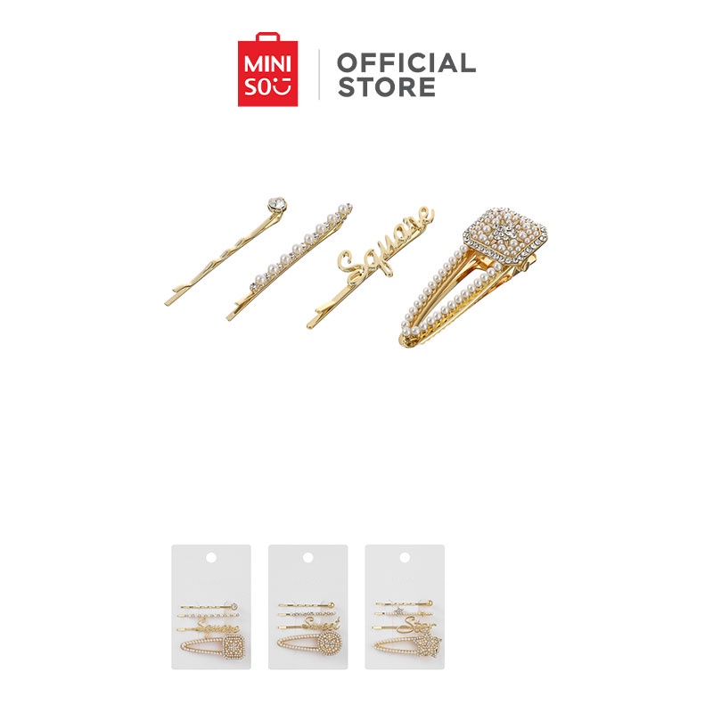 MINISO Geometric Letter Print Hair Clip 4pcs | Shopee Philippines