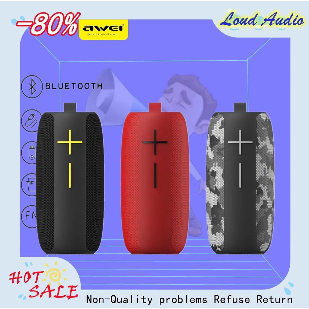 HOB New Awei Y370 Portable Bluetooth Wireless IPX6 Speaker Outdoor TWS ...