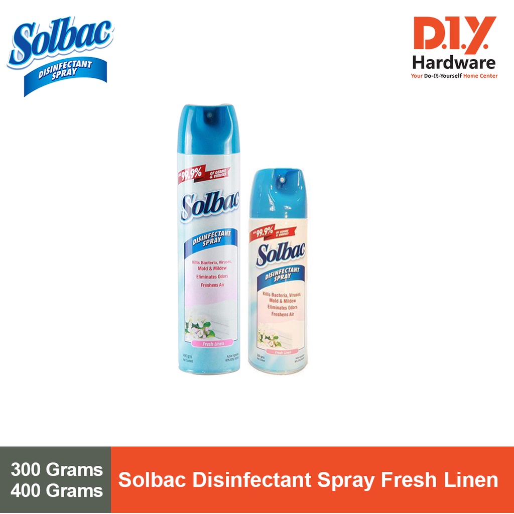 Solbac Disinfectant Spray Fresh Linen 400 Grams | 300 Grams | Shopee ...