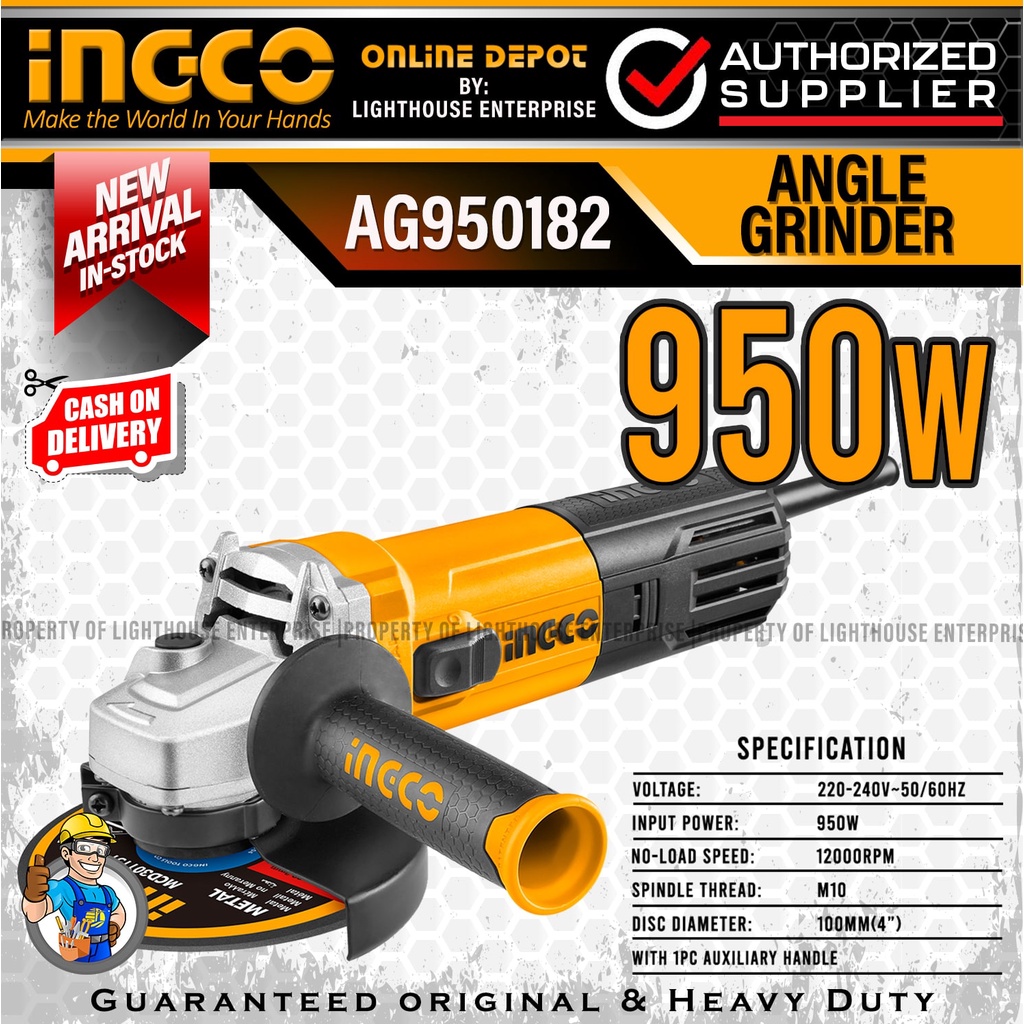 INGCO Industrial 950W 4" Angle Grinder (AG950182) *LIGHTHOUSE ENTERPRISE* | Shopee Philippines