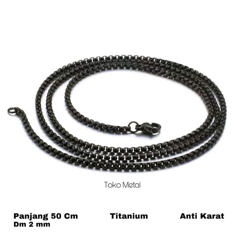HITAM Titanium Necklace Men And Women Rolo Black 2mm,50 cm[Metal Shop] | Shopee Philippines