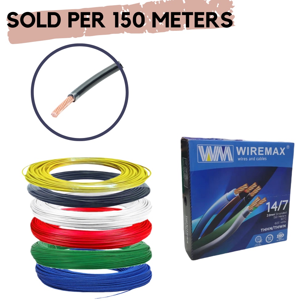 WIREMAX THHN/THWN STRANDED WIRE GAUGE 14/7 (2.0mm²) 150 METERS PER BOX 100% PURE COPPER | Shopee ...