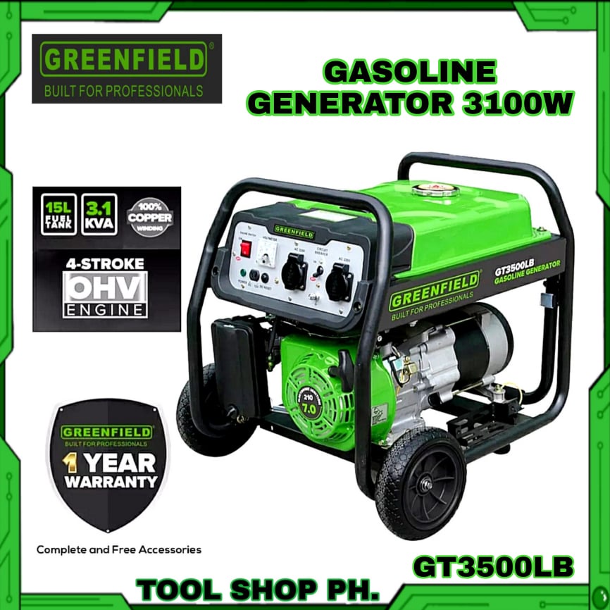 Greenfield Generator Gasoline 3100W (GT3500LB) (Original) | Shopee ...