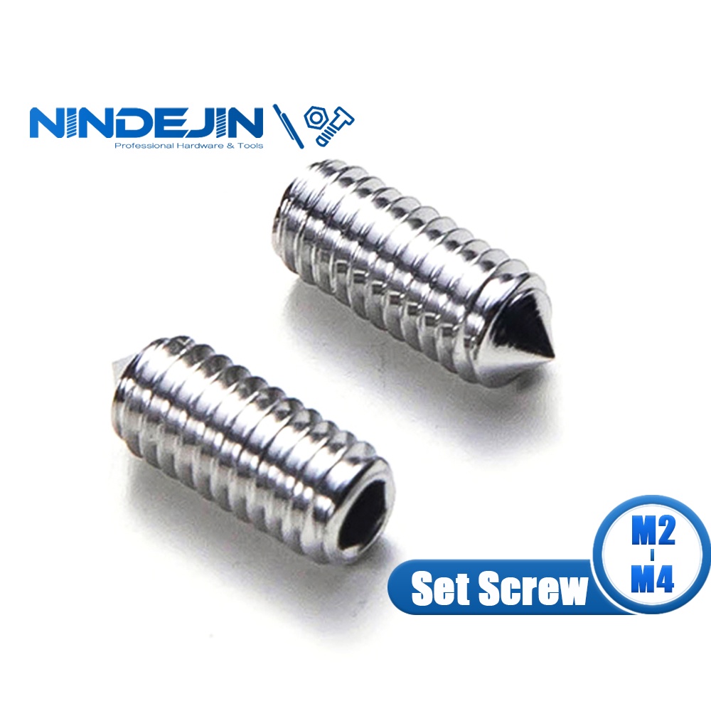 NINDEJIN 50Pcs Cone Point Grub Screw Hex Socket Set M2 M2.5 M3 M4 304 ...