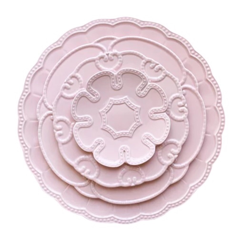 Pink French Embossed 3pc Plate Set Ceramic | Shopee Philippines