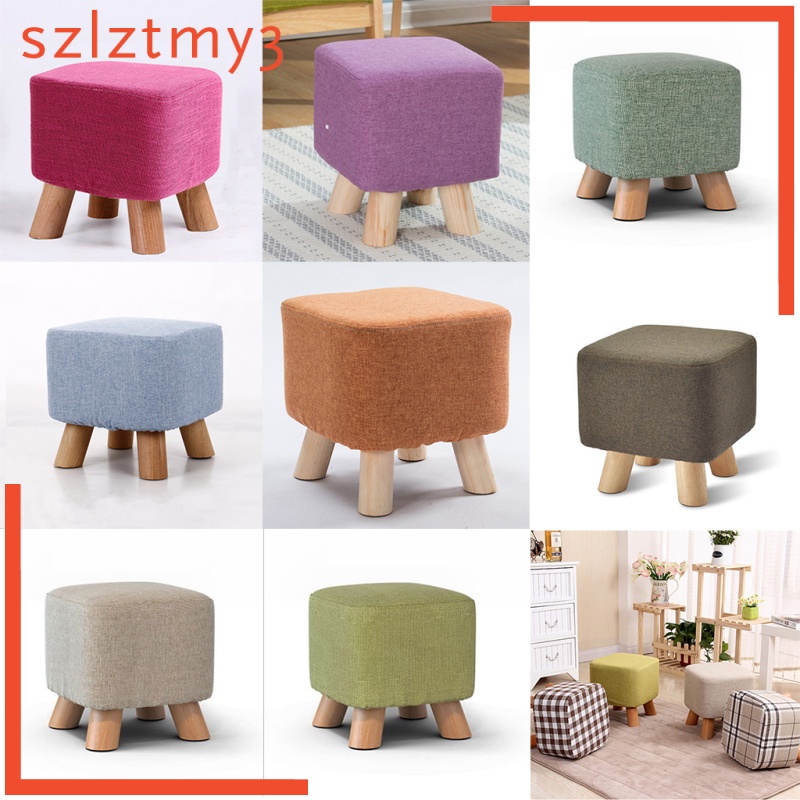 [ Square Wooden Wood Footstool Ottoman Pouffe Chair Stool Gray | Shopee ...