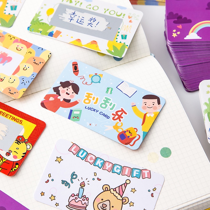 10 Pcs Small Cartoon Scratch Cards Student Creative DIY Lucky Cards Set ...