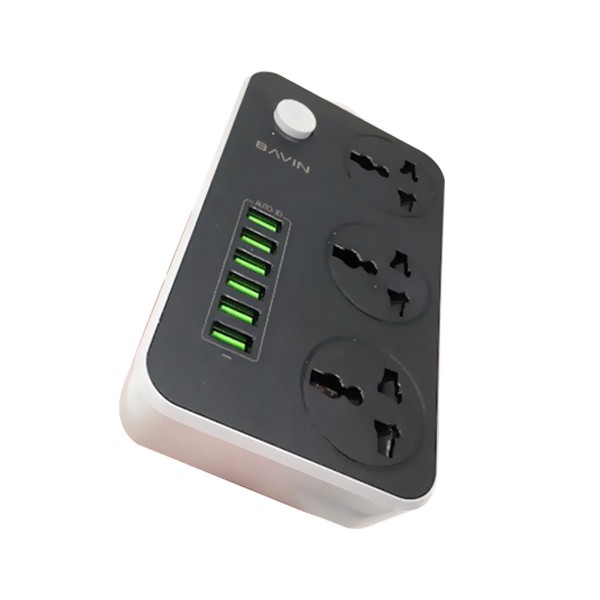 BAVIN SC3604 3.4A Wire Extension 6 USB Port With 3 Power Socket US ...