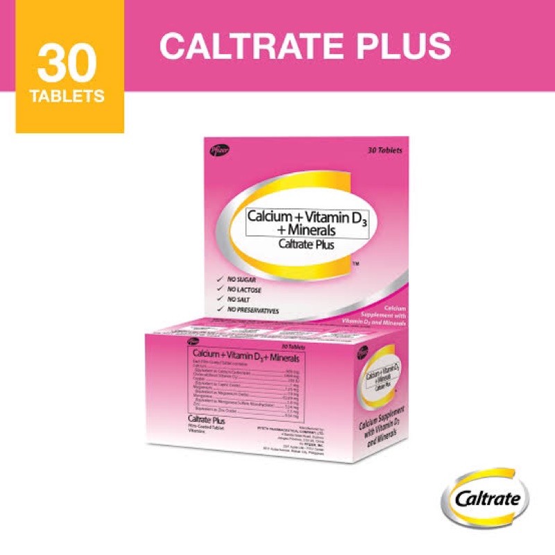 Original Caltrate Plus Calcium + Vitamin D3 + Minerals 30 Tablets ...