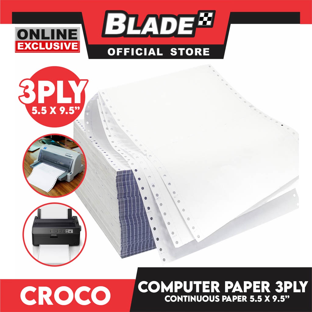 Croco Computer Forms 5.5X9 1/2'' (3PLY) 1Box Continuous Computer Paper ...