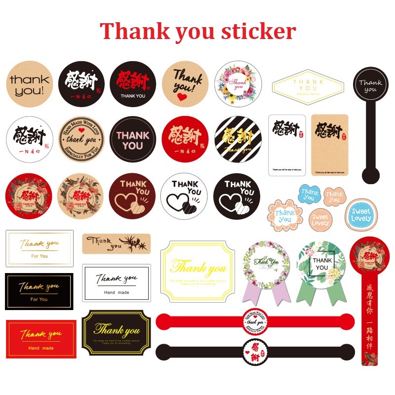 Thank you stickers baked goods package decoration label brownie cookie ...