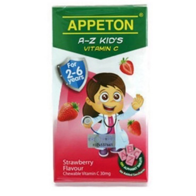 Appeton A-Z Kids Vitamin C 30mg Strawberry/Orange (100 Tablets ...