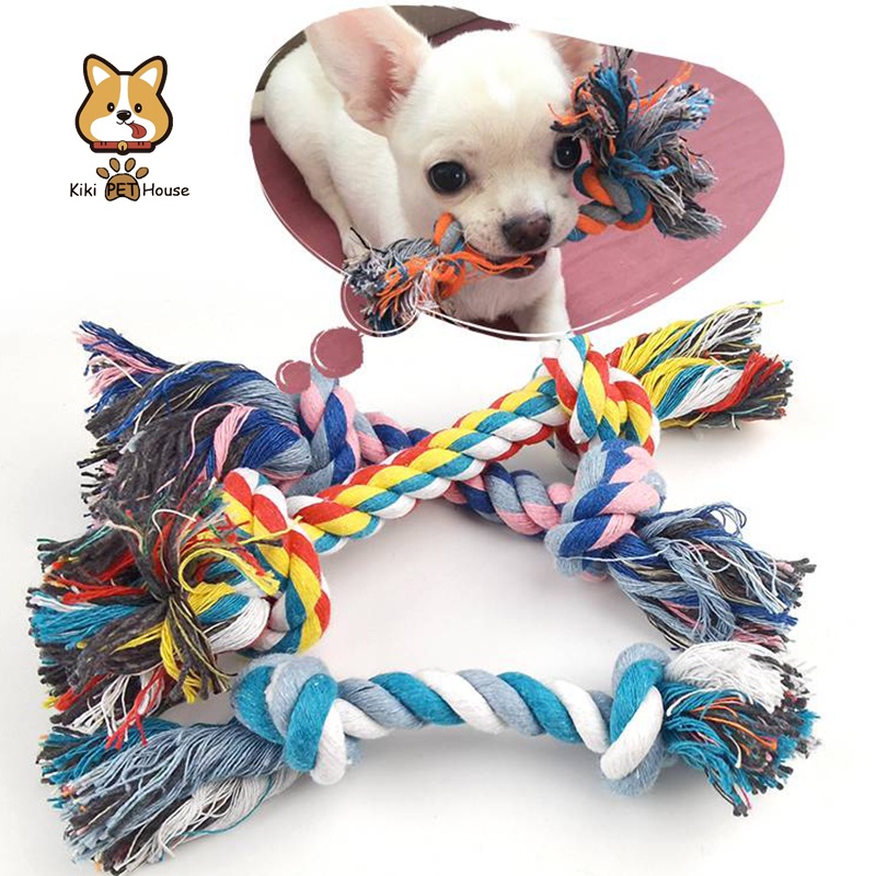 Dog Molar Rope Chew Toy Pet Toy Rope Dog Chew Toy Cotton Braided Bone ...