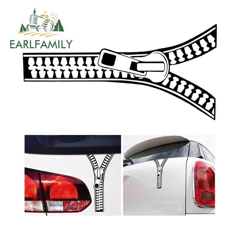EARLFAMILY 13cm x 6.4cm Black Funny Zipper Waterproof Car Stickers ...