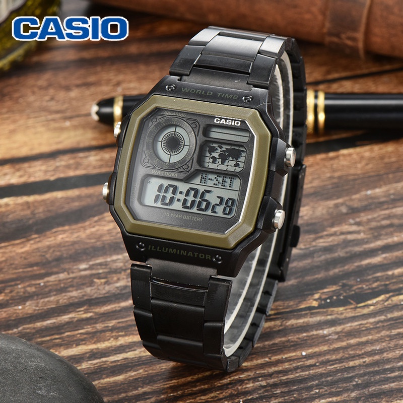 CASIO World Time Watch Men AE 1200WHD 1A CASIO Watch For Men Stainless ...
